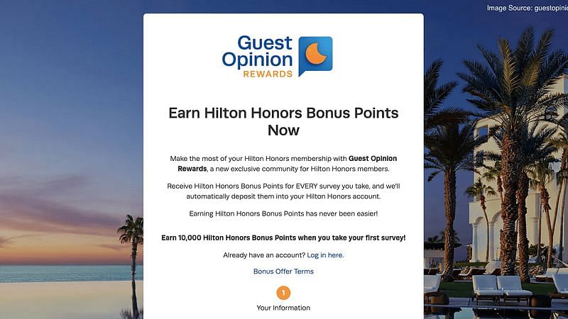 Hilton Honors: 10,000 Hilton Honor points to complete a survey